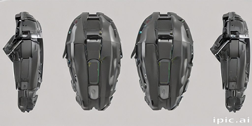 Futuristic Black Technology: A 3D Model Showcase from Multiple Angles