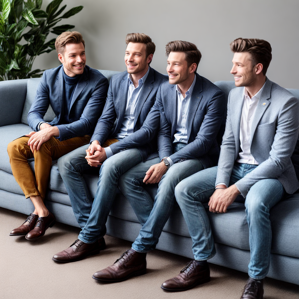 3 men sitting on a sofa talking