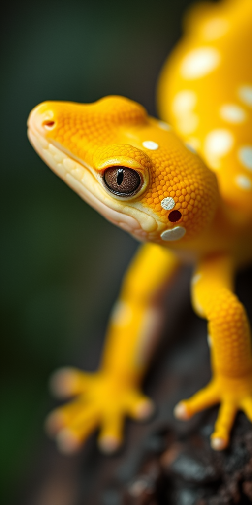 Close-Up of a Vibrantly Colored Yellow Gecko with Unique Patterns