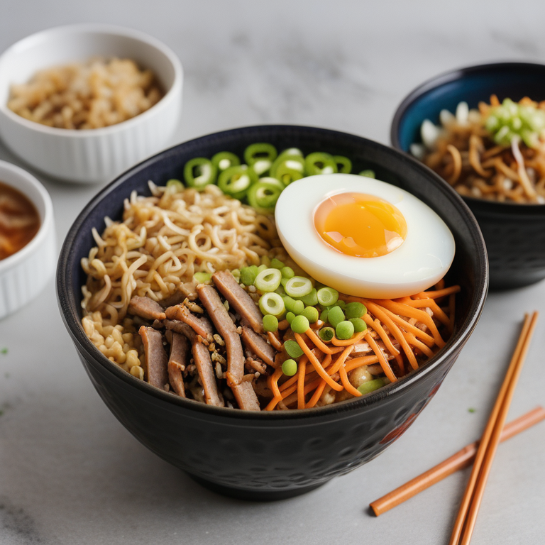Deliciously Crafted Ramen Bowl with Fresh Ingredients and a Perfect Egg.