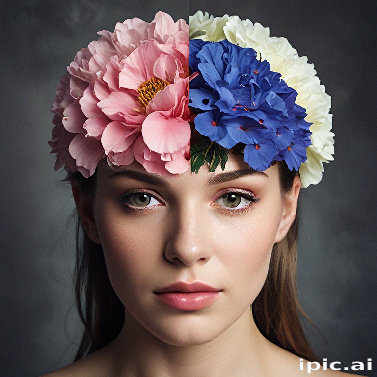 Beauty and Nature in Harmony: A Floral Crown Splitting Two Worlds