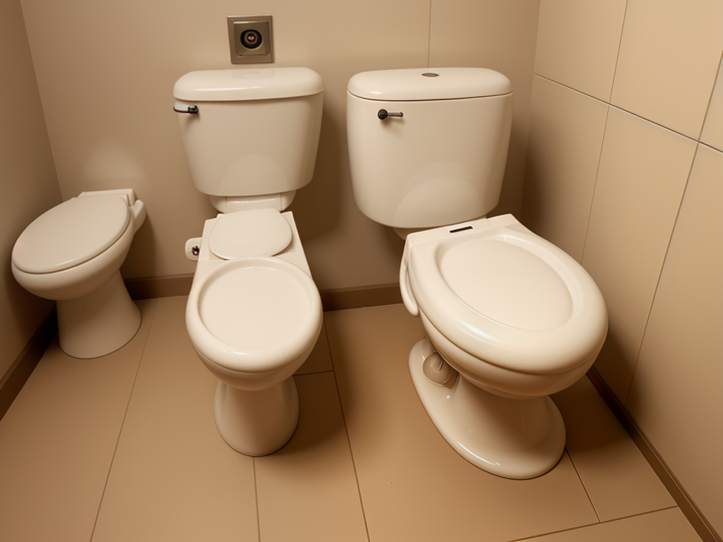 Modern Bathroom Featuring Two Different Styles of White Toilets Side by ...