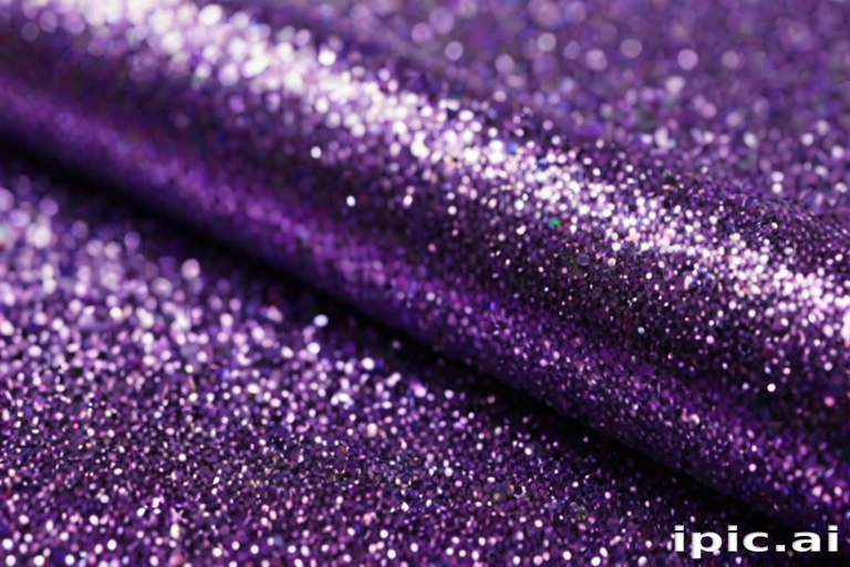 Shimmering Purple Glitter Fabric Sparkling Under Soft Light in Close-Up