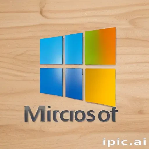 Modern Microsoft Logo Displayed on a Stylish Wooden Background Design