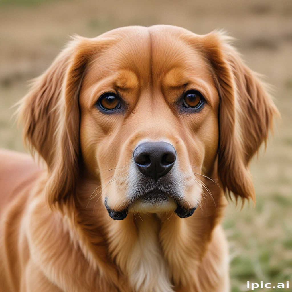 A Beautiful Golden Dog with Expressive Eyes Standing in Nature.