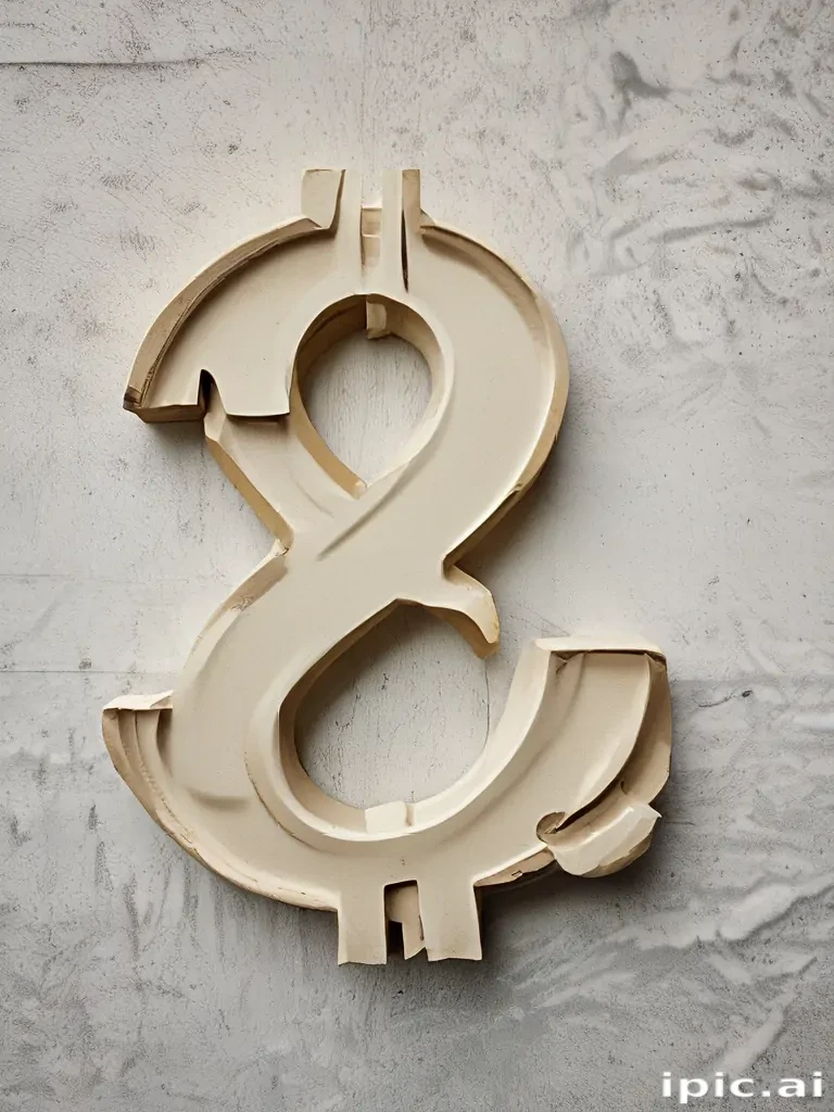 A Unique Artistic Representation of the Dollar Sign in Creamy White Color.