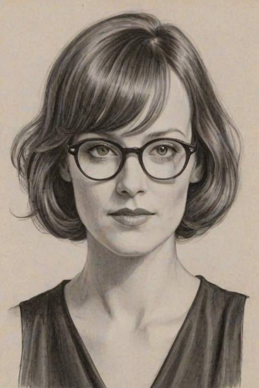 A Thoughtful Portrait of a Woman with Stylish Glasses and Short Hair