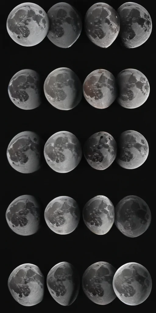 Phases of the Moon Captured in a Stunning Vertical Montage Display