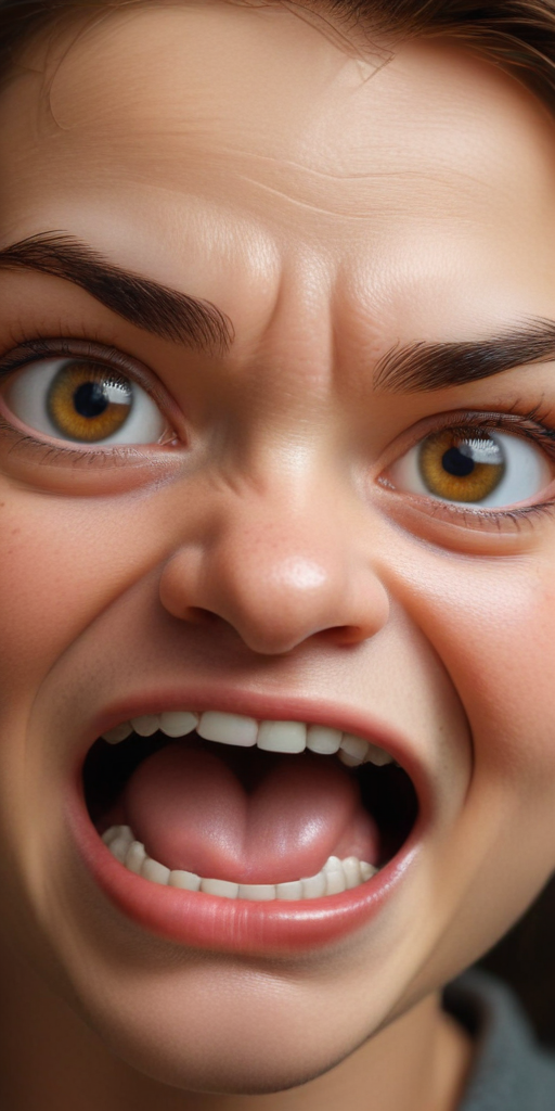 Intense Close-Up of a Person Expressing Extreme Anger and Frustration