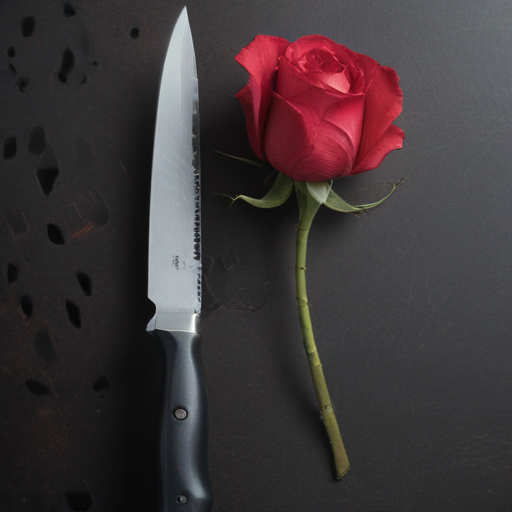 Knife with rose coming out of the handle