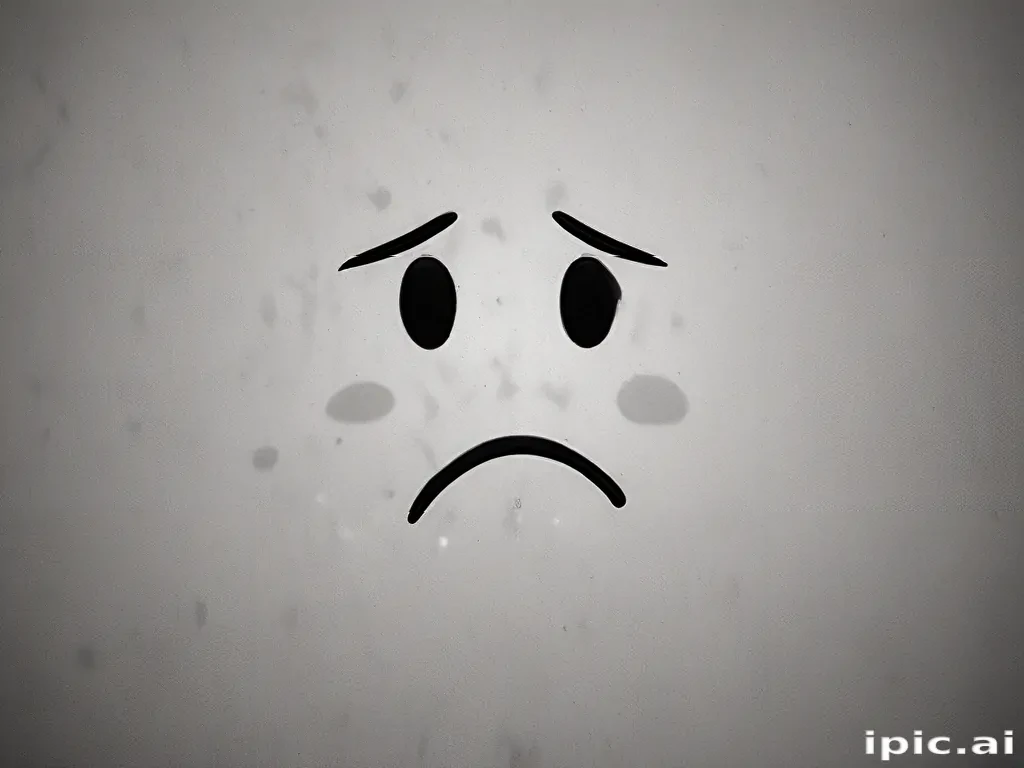 A Sad Face Illustrated on a Misty or Foggy Surface Background