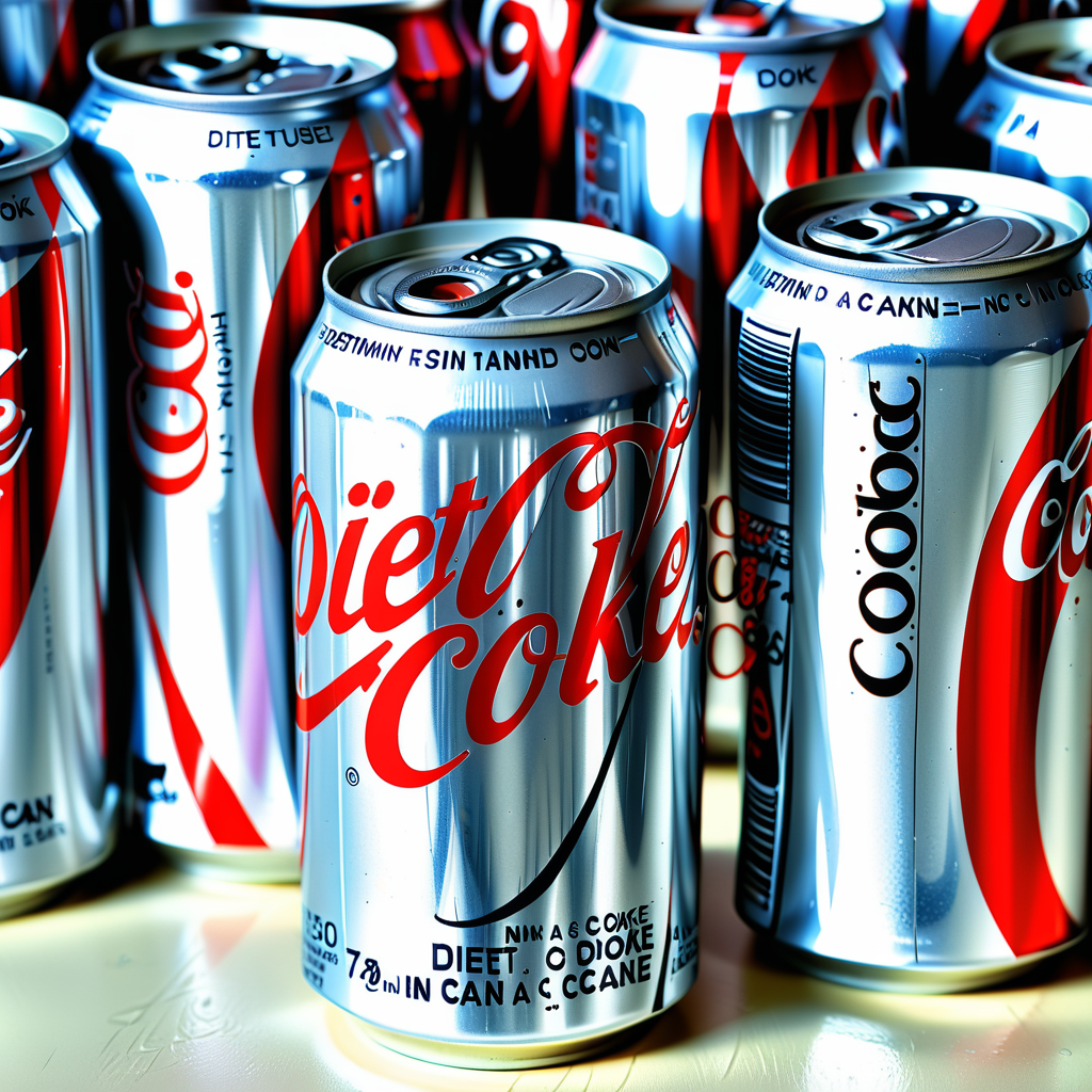 Close-Up View of Multiple Diet Coke Cans Arranged on a Surface