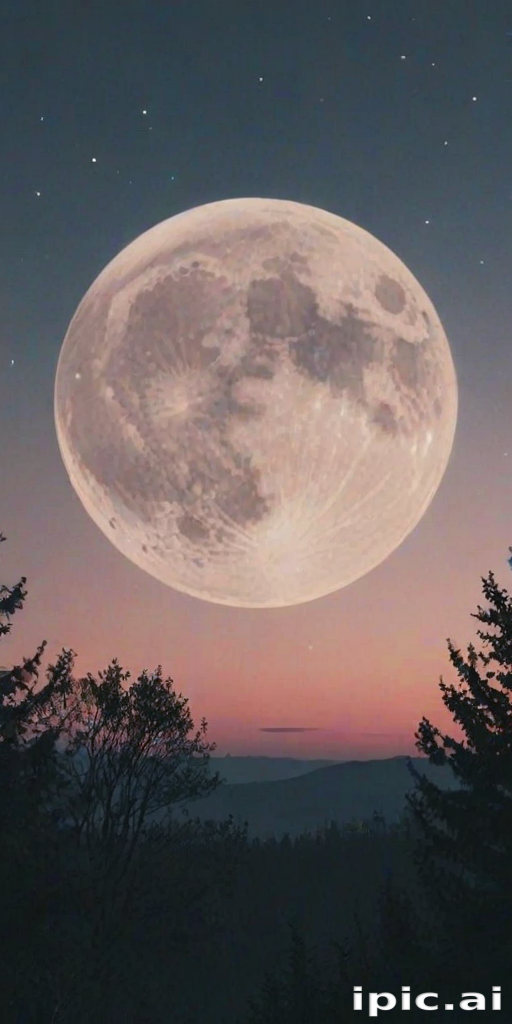 Majestic Full Moon Illuminating the Night Sky Over Serene Forest Landscape