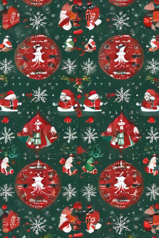 Festive Holiday Pattern Featuring Santa Claus, Snowflakes, and ...