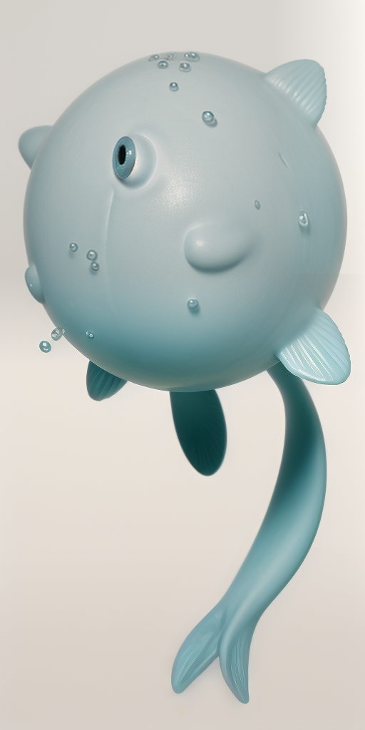 A Cute and Playful Cartoonish Fish Character with Bubbles and a Long Tail