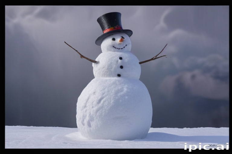 A Cheerful Snowman with a Top Hat and Button Details in Winter Wonderland
