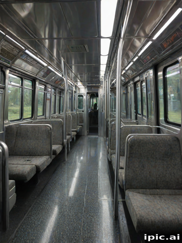 Inside a Quiet and Empty Subway Train Car During Daytime Travel