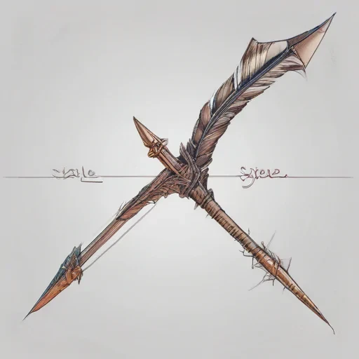 A Detailed Artistic Representation of a Unique Crossed Spear Design