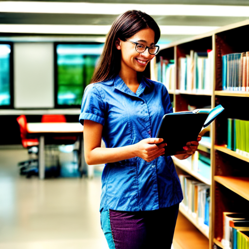 librarian working in a modern library