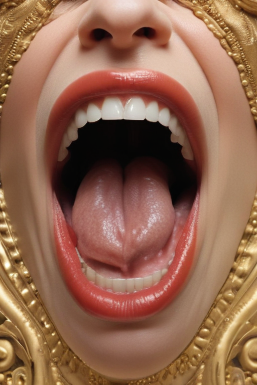 Reflections of Expression: A Bold Exploration of Open Mouth and Tongue