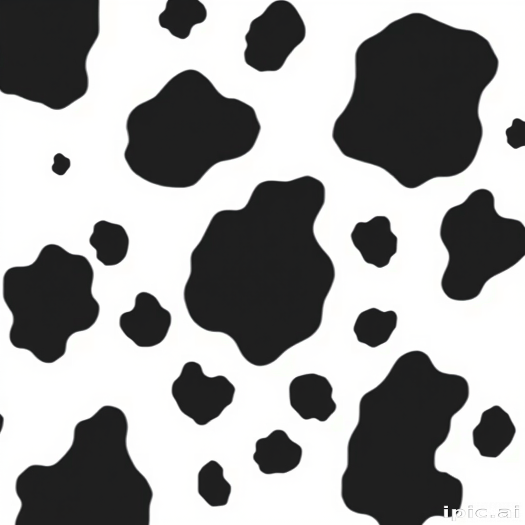 Stylized Black and White Cow Spot Pattern for Creative Design Use