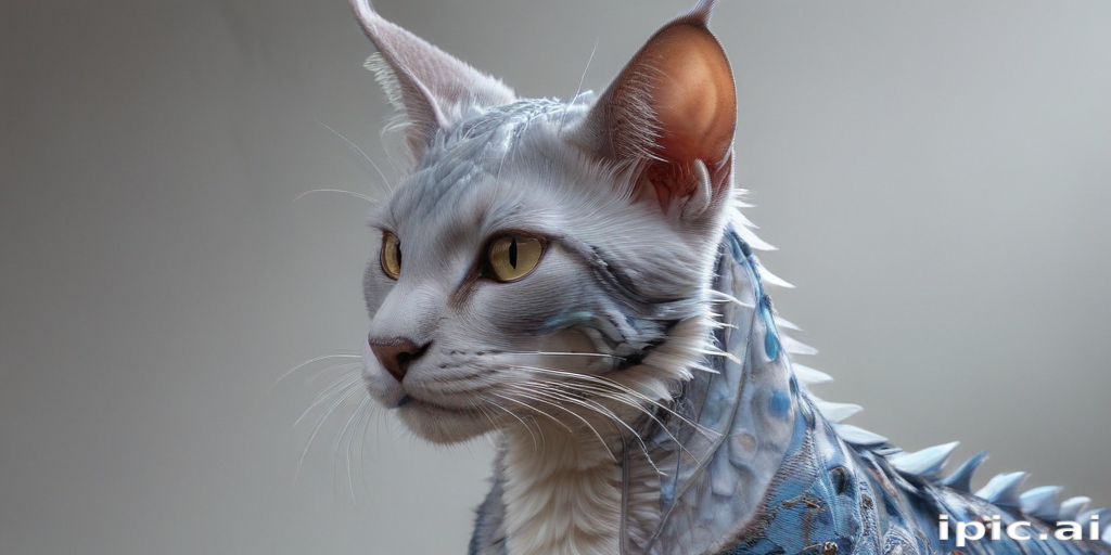 A Unique Creature: A Cat with Dragon-Like Features and Artistic Design.