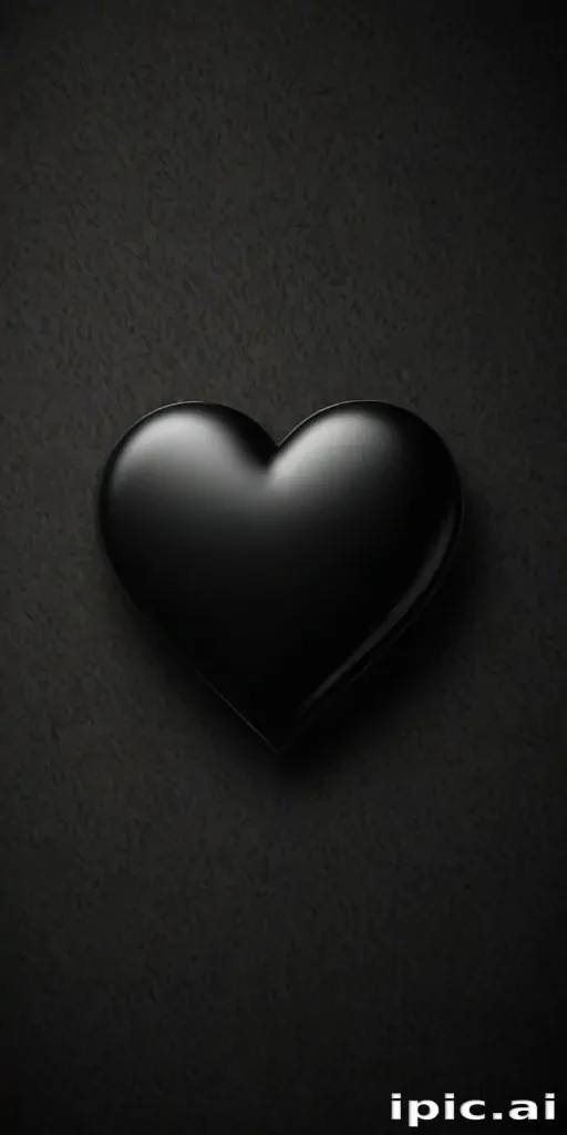 Elegant Black Heart Symbol Against a Dark Textured Background Design