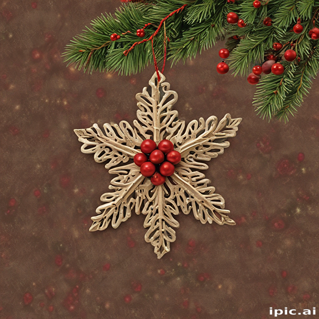 Beautifully Crafted Christmas Snowflake Ornament with Red Berries and ...