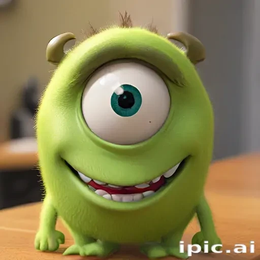 Adorable Green One-Eyed Monster Smiling Cheerfully in a Bright Room