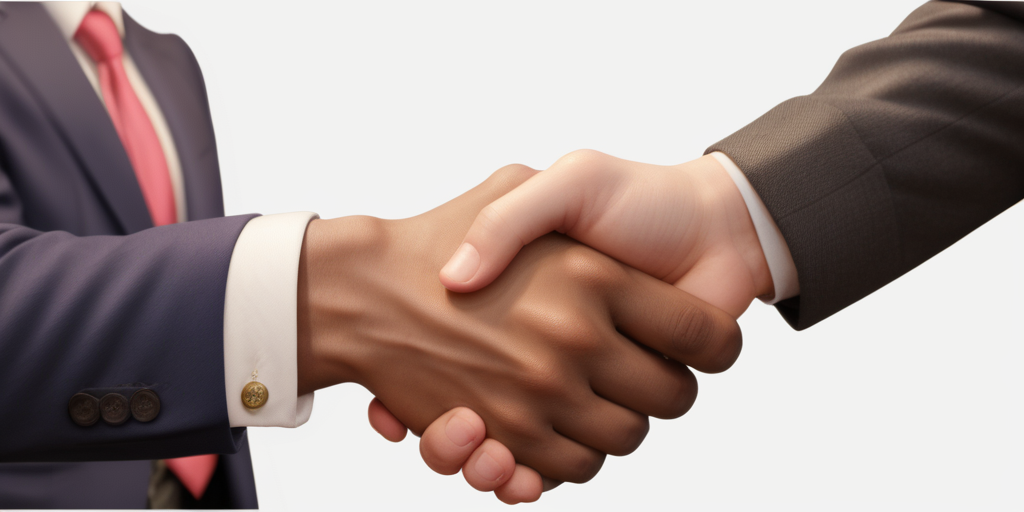 Symbol of Partnership: Diverse Hands Shaking in a Professional Setting