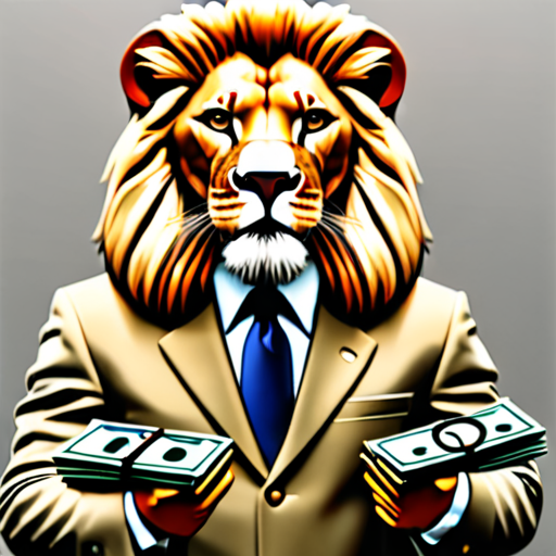 Lion in Suit with money in hand