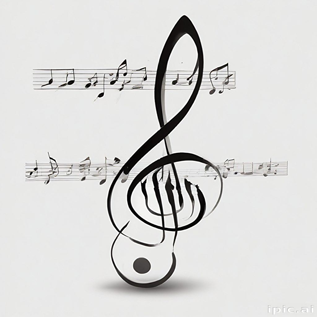 A Creative Representation of Music Notes and a Treble Clef Symbol