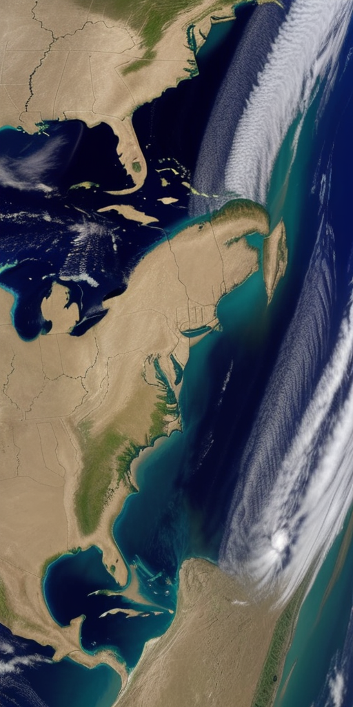 Satellite View of the Northeastern United States with Coastal Features ...