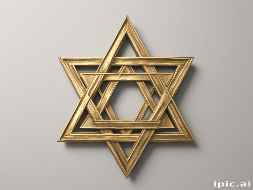Intricate Golden Star of David Crafted from Interwoven Picture Frames