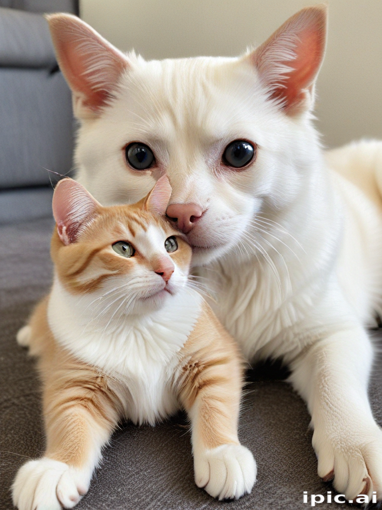 Adorable Cats Relaxing Together on a Cozy Couch in Bright Light