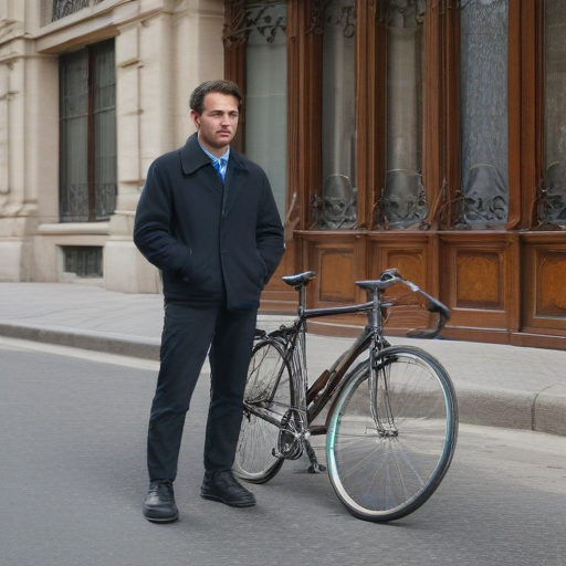 Sad man with a cyclist in paris