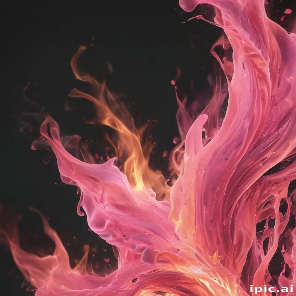 Vibrant Swirls of Pink and Orange Flames Dancing Against a Dark Background