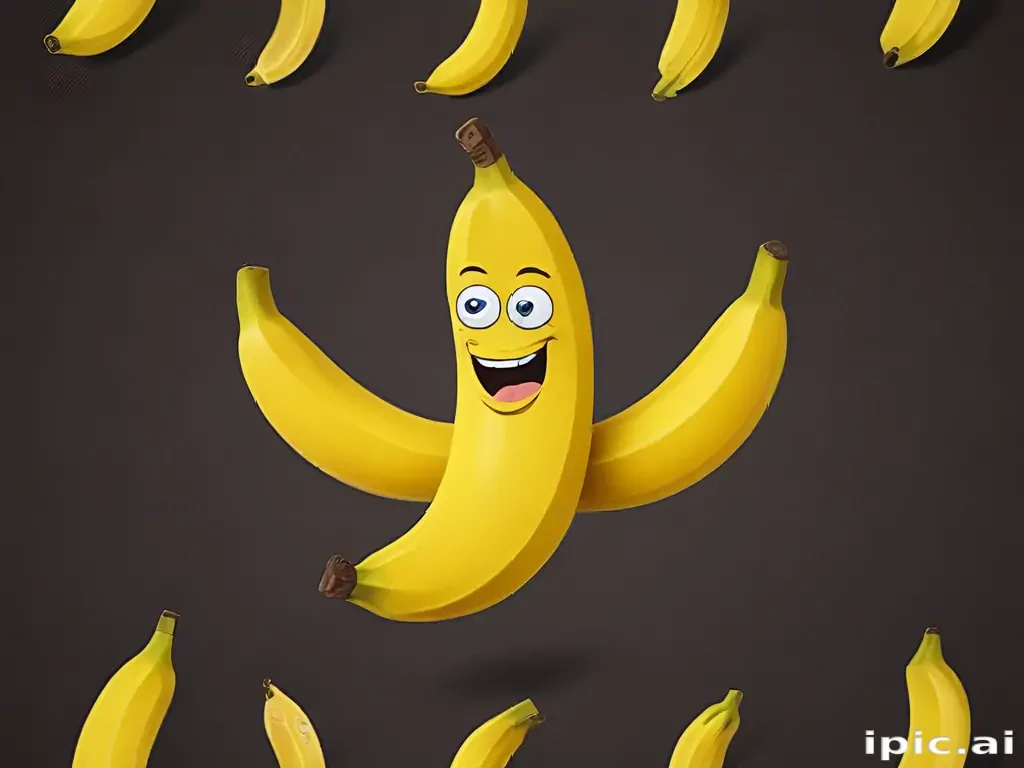 Joyful Cartoon Banana Character Dancing Amongst Other Cheerful Bananas ...