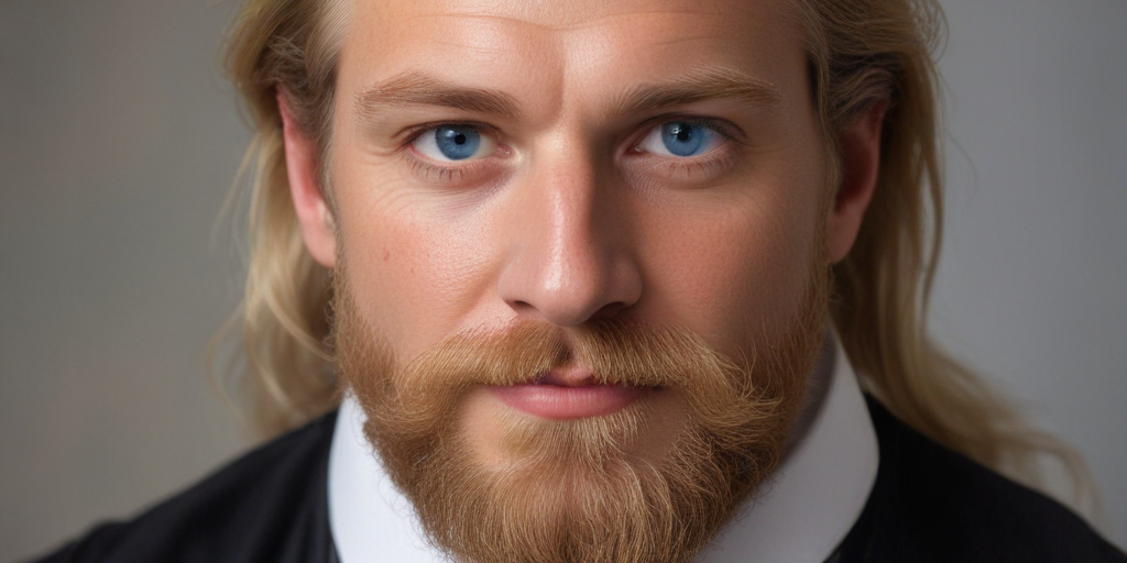 Handsome Tudor Earl Blonde hair & beard, blue eyes head & shoulders ...