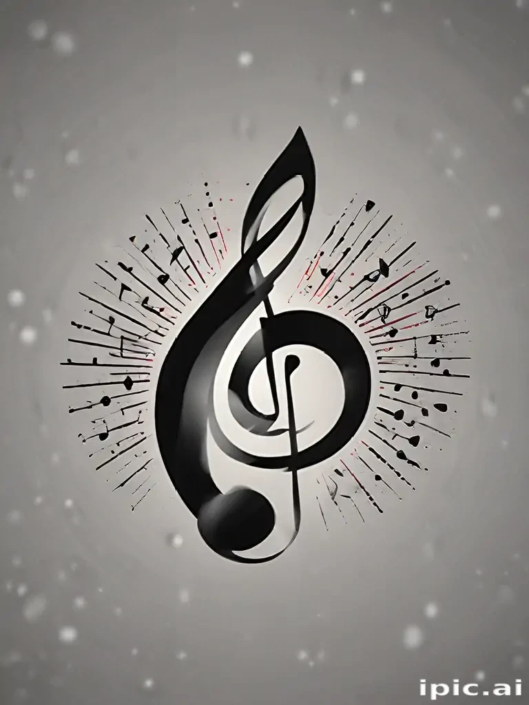 Musical Composition in a Snowy Atmosphere Featuring a Bold Treble Clef ...