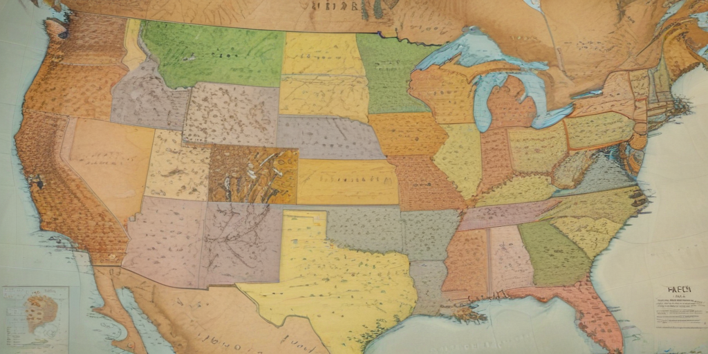 Colorful Historical Map of the United States Highlighting State ...