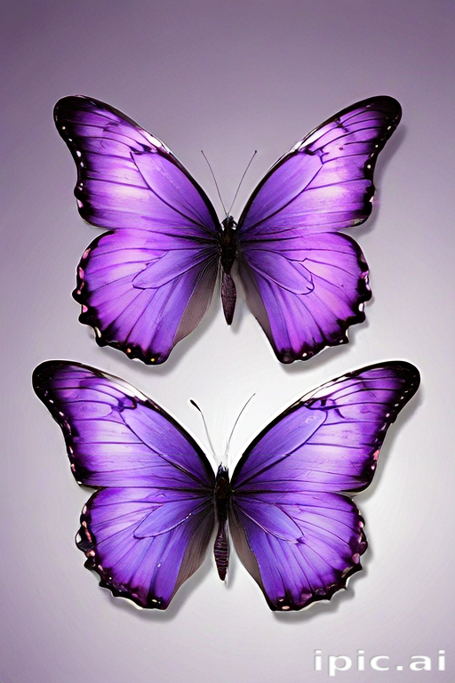 Stunning Display of Two Beautiful Purple Butterflies in Perfect Symmetry