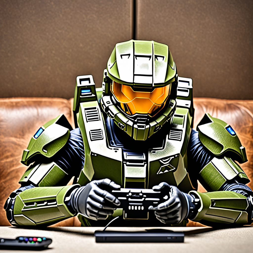 Master chief playing Xbox