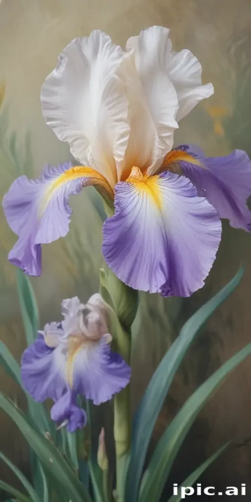 Stunning Iris Flowers Blooming Gracefully in a Soft, Dreamy Background