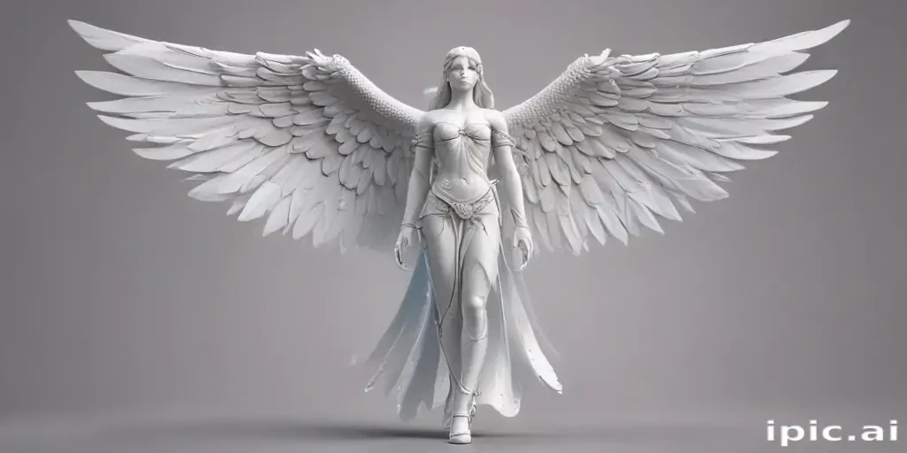 Majestic Angelic Figure with Enormous White Wings Standing Gracefully ...