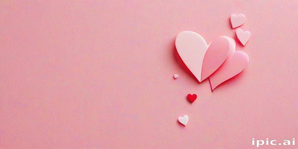 Colorful Paper Hearts Floating Against a Soft Pink Background in Love