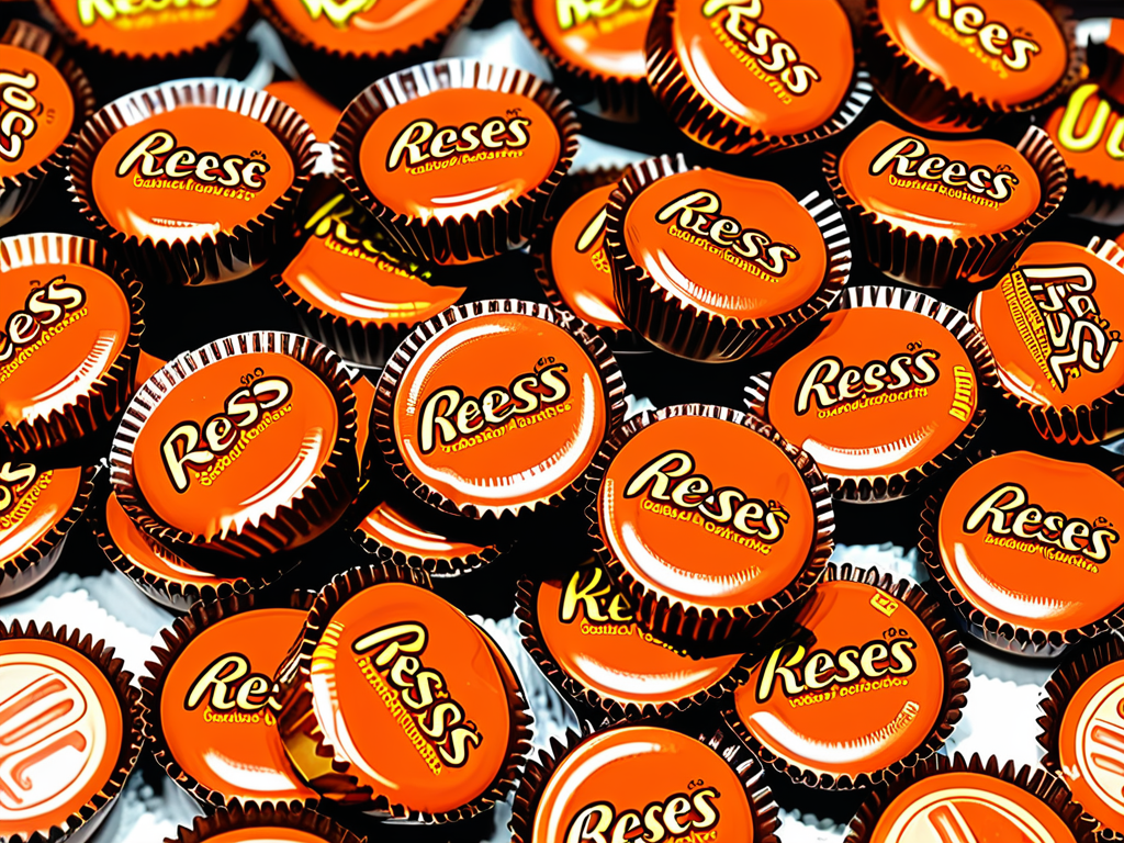 A Colorful Collection of Reese's Peanut Butter Cup Wrappers Displayed ...
