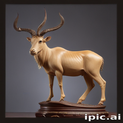 Intricate Sculpture of a Majestic Antelope with Impressive Curved Horns