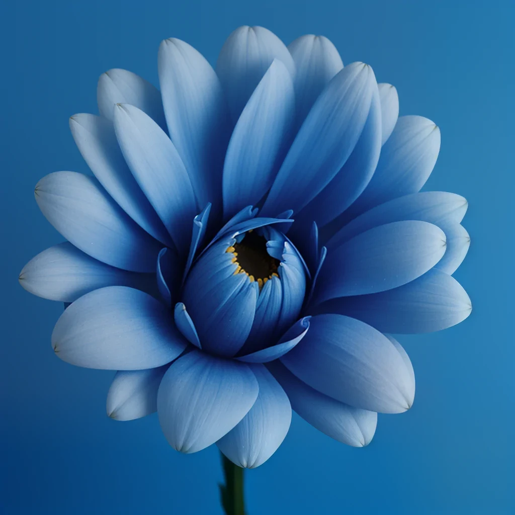 A Stunning Blue Lotus Flower Blooming Against a Serene Blue Background.