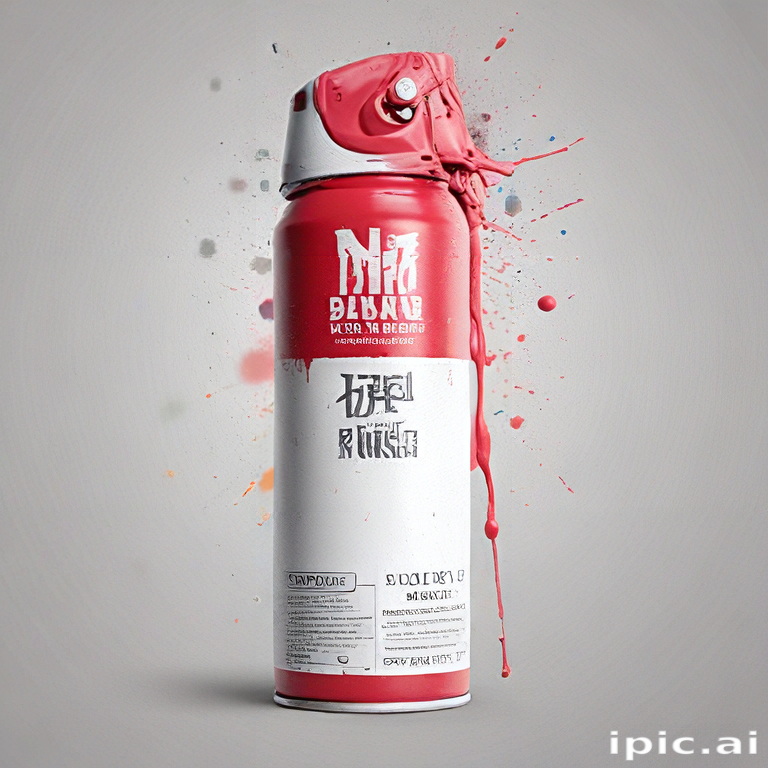 Vibrant Red Spray Paint Can with Artistic Splashes and Drips